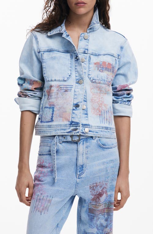 DESIGUAL Desigual Patch Print Denim Trucker Jacket